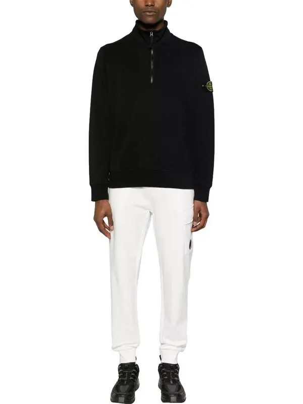 Stone Island Compass-patch Zip-up Sweatshirt - Black