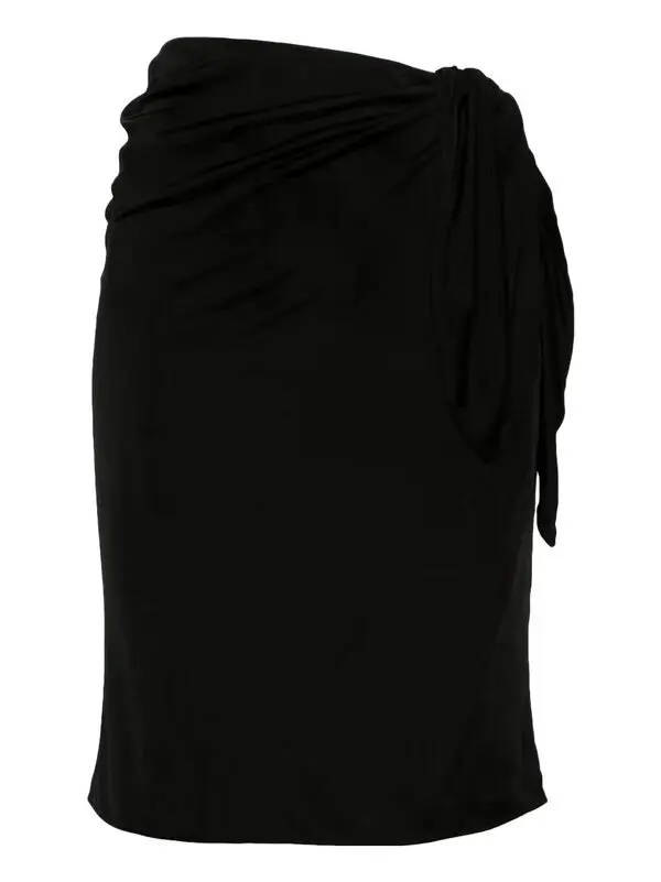 Saint Laurent Wrap Midi Pencil Skirt - Black