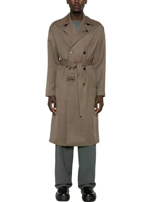 LARDINI Brooch Detail Coat - Brown