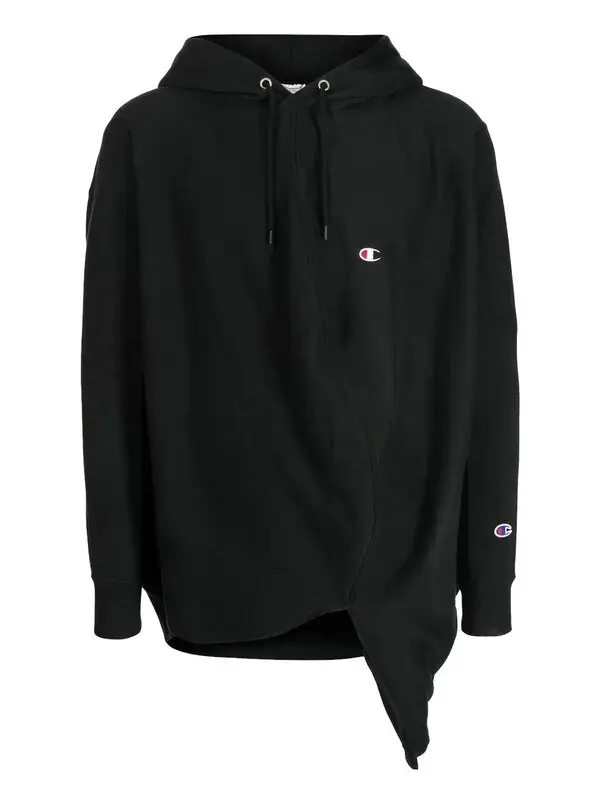 Anrealage Cotton Draped Hoodie - Black