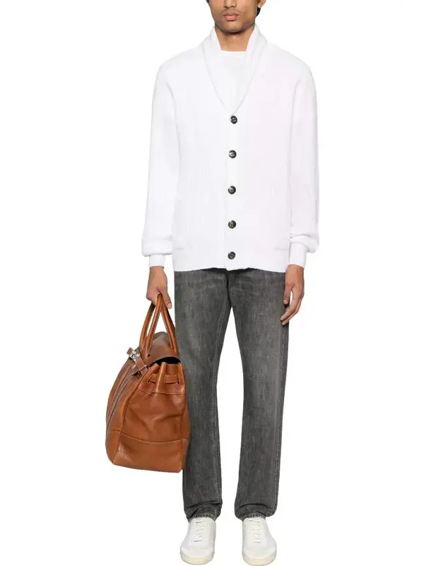 Brunello Cucinelli Ribbed Cardigan - White