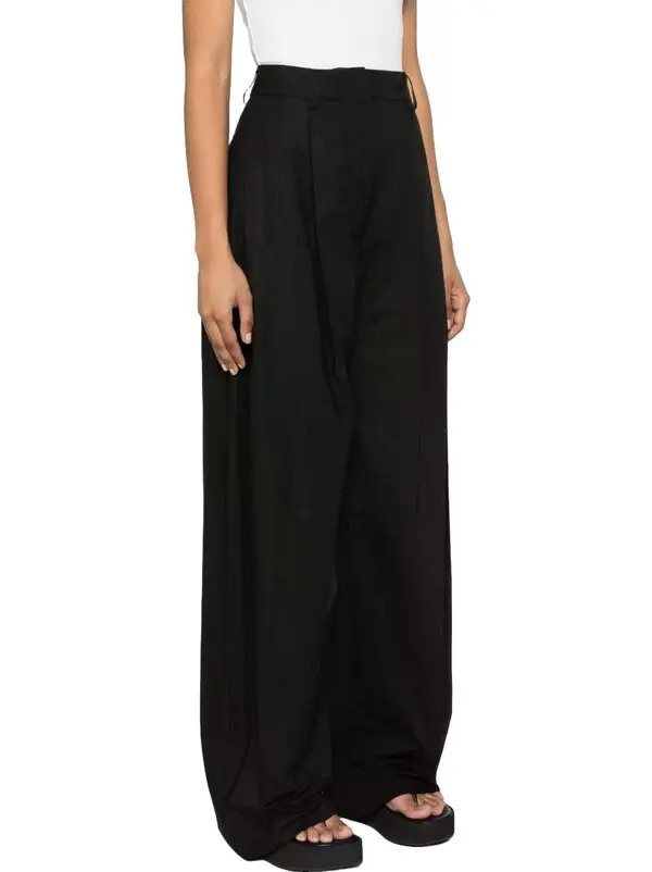 THELATEST Pleated Wide Leg Trousers - Black