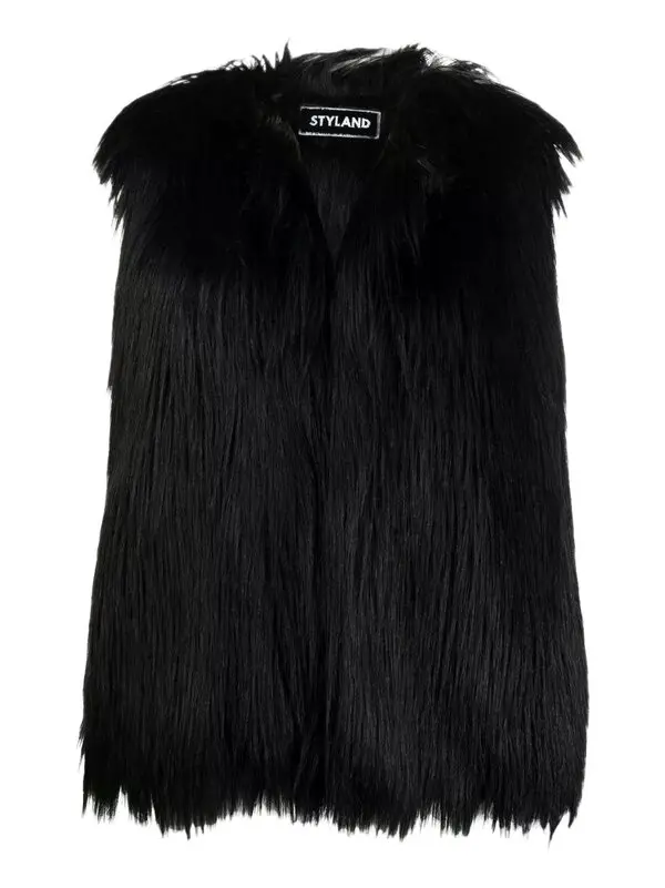 STYLAND Faux Fur Gilet - Black