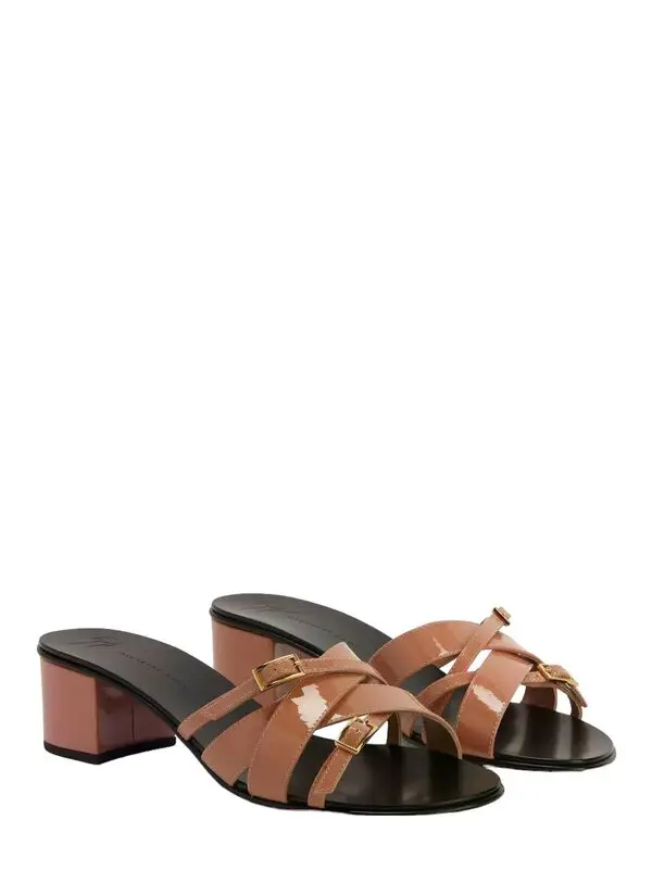 GIUSEPPE ZANOTTI 40mm Alhima Buckle Leather Sandals - Neutrals