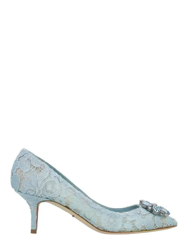 Dolce & Gabbana Bellucci Rainbow Lace Pumps With Swarovski Crystal Flower - Blue