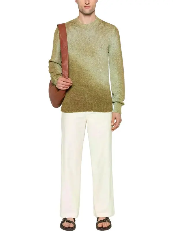 ROBERTO COLLINA Chevron-knit Crew-neck Jumper - Green