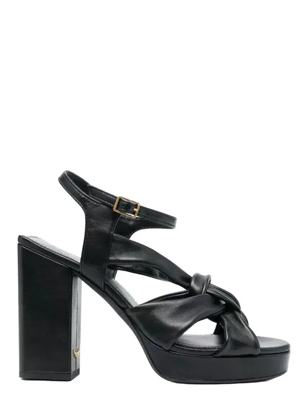 Zadig&Voltaire Forget Me Knot Leather Sandals With Block Heel - Black
