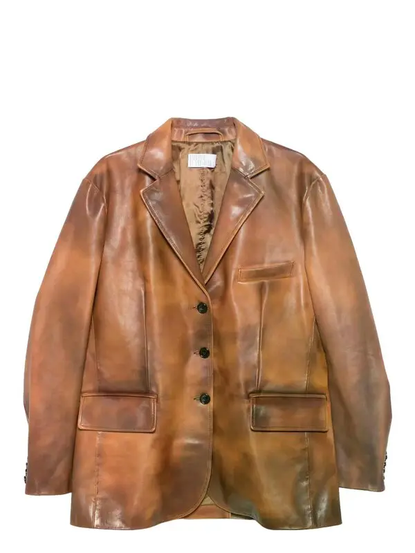 Giuseppe Di Morabito Spray-paint Effect Leather Blazer - Brown