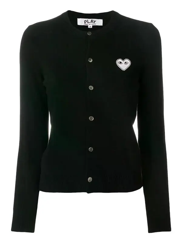 Play Comme Des Garcon Heart Logo Cardigan - Black