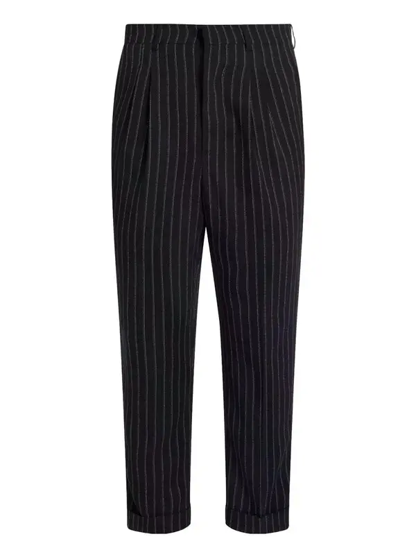 AMI Paris Virgin Wool Pinstripe Tailored Trousers - Black