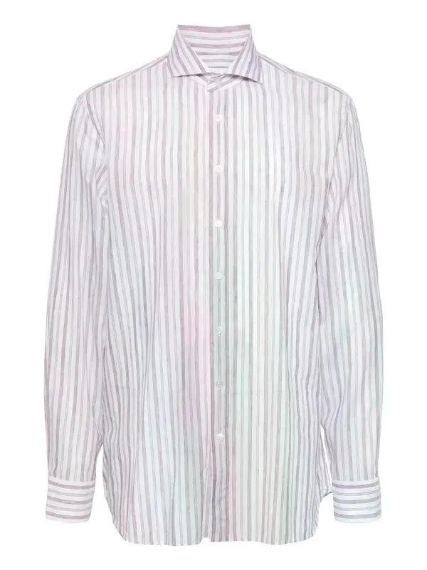 LARDINI Striped Button-up Shirt - Red