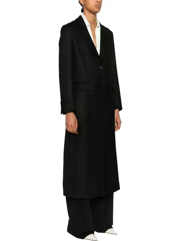 BLANCA VITA Herringbone Pattern Wool Blend Coat - Black