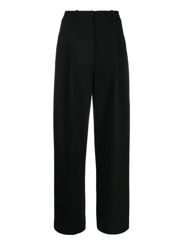 Emporio Armani High-waisted Pleated Wide-leg Trousers - Black