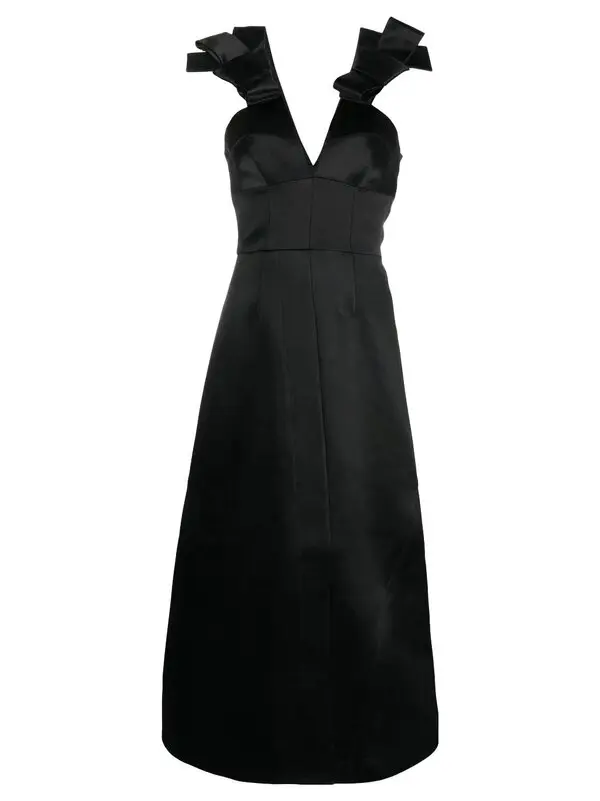 JIL SANDER Bow Detail Midi Dress - Black