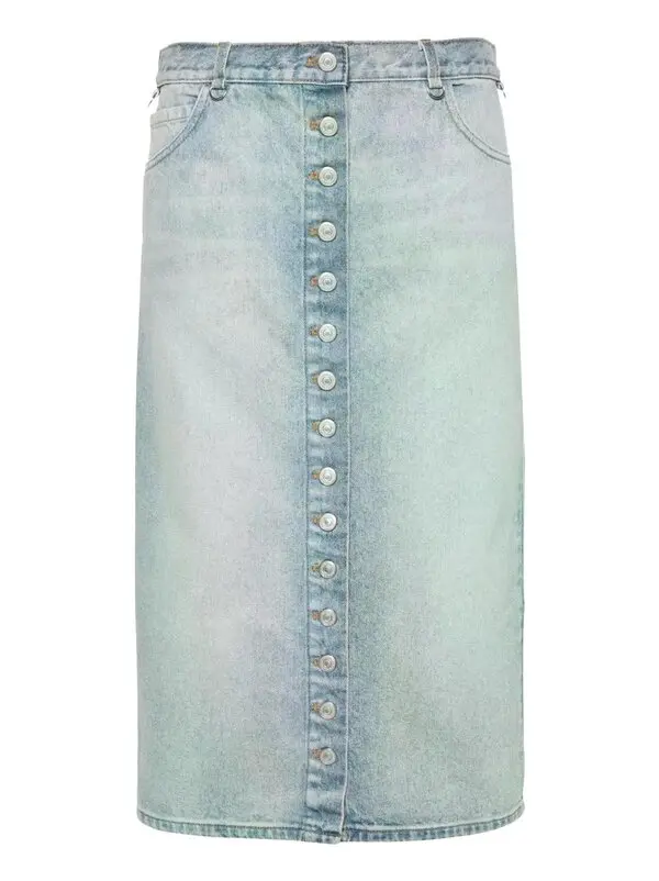 COURREGES D-ring Denim Midi Skirt - Blue