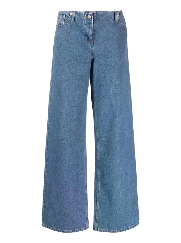 Magda Butrym Logo Patch Wide Leg Jeans - Blue