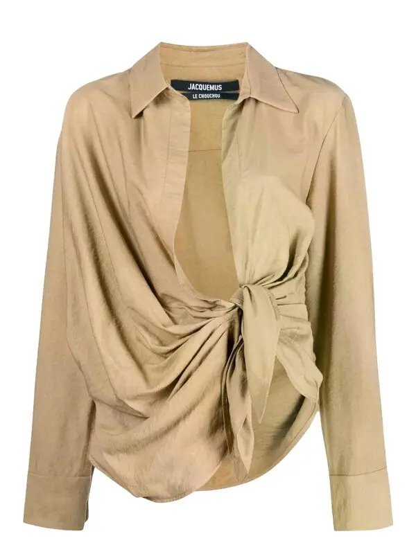 Jacquemus La Chemise Bahia Draped Shirt - Neutrals
