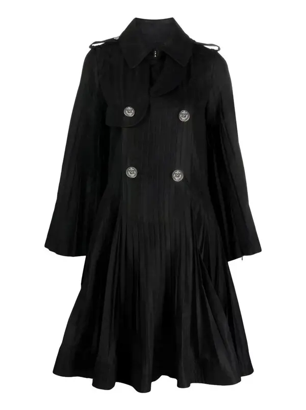 Sacai Double-breasted Peplum Coat - Black