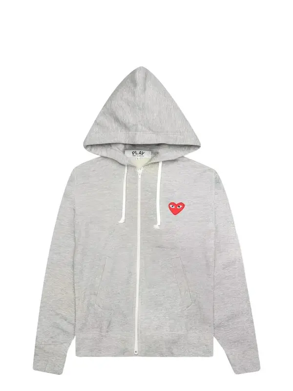 Play Comme Des Garcon Heart-appliqué Cotton Hoodie - Grey