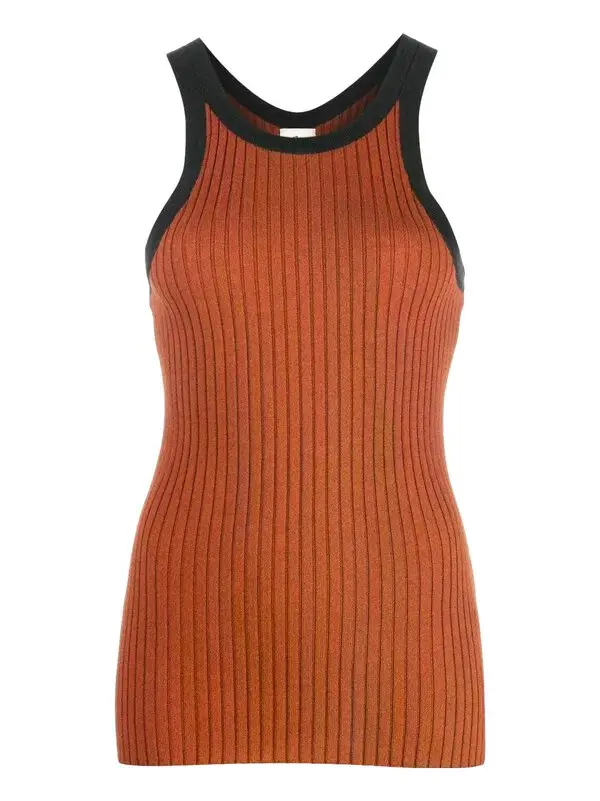 PAULA Ribbed Knit Tank Top With Contrasting Trim - Orange