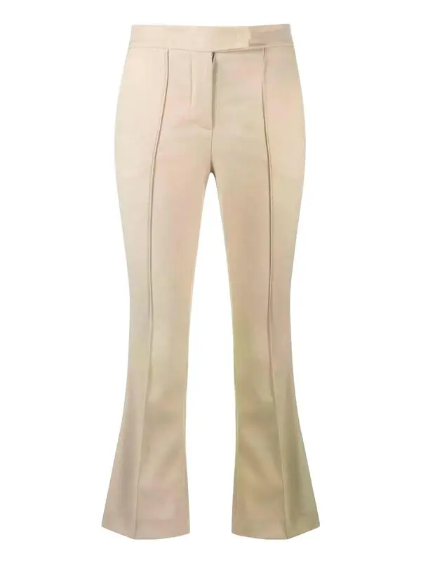 BLANCA VITA Cropped Trousers With Pintuck Detail - Neutrals
