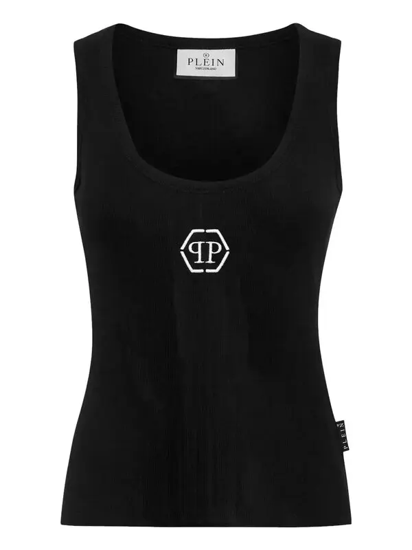 Philipp Plein Ribbed Cotton Tank Top - Black