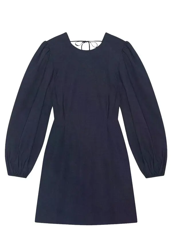 GANNI Long-sleeved Open-back Mini Dress - Blue