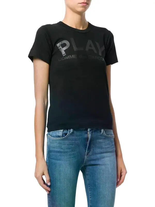 Play Comme Des Garcon Printed Cotton T-shirt - Black