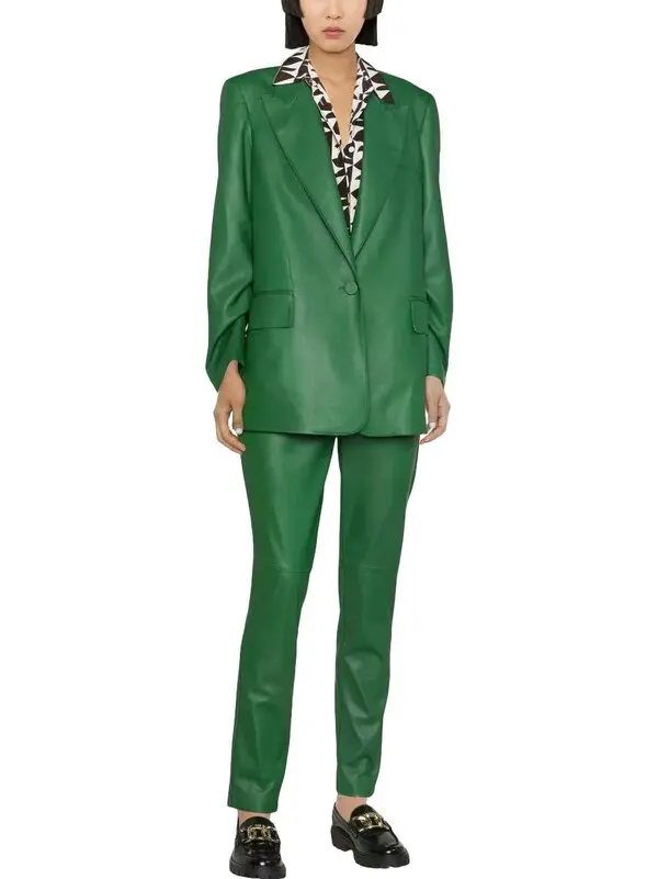 BLANCA VITA Forest Faux-leather Trousers - Green