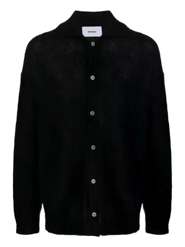 BONSAI Logo Patch Buttoned Cardigan - Black