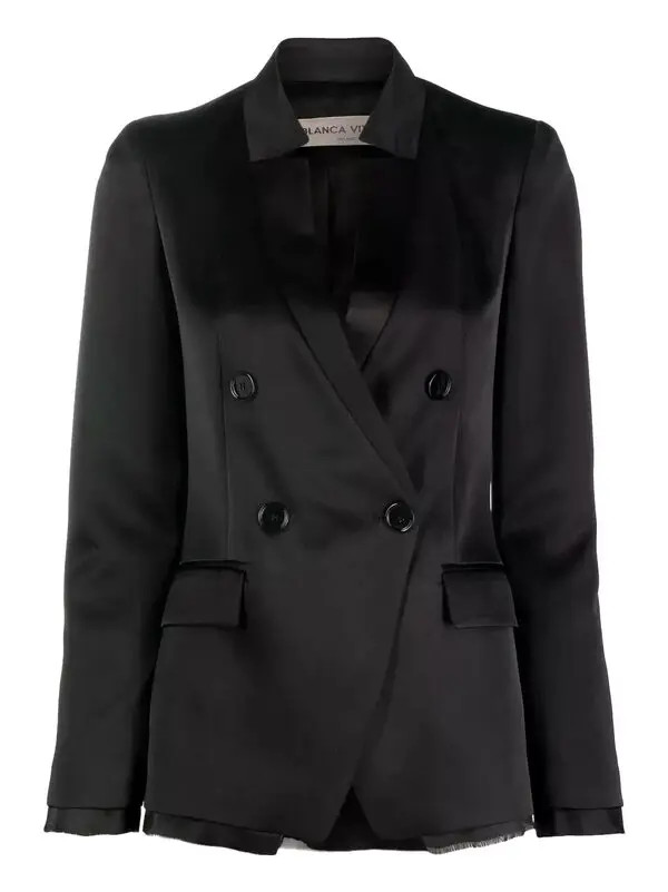 BLANCA VITA Double-breasted Blazer With Notched Lapel - Black