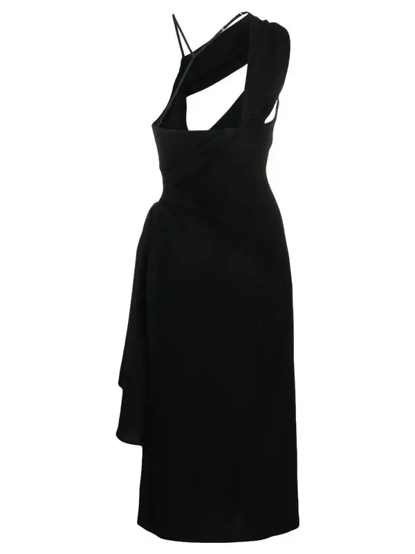 Jacquemus Abanada Draped Asymmetric Dress - Black
