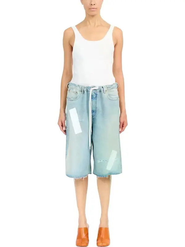 MAISON MARGIELA Logo Patch Denim Shorts - Blue