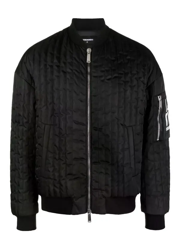 Dsquared2 Padded Bomber Jacket With Logo Patch - Black