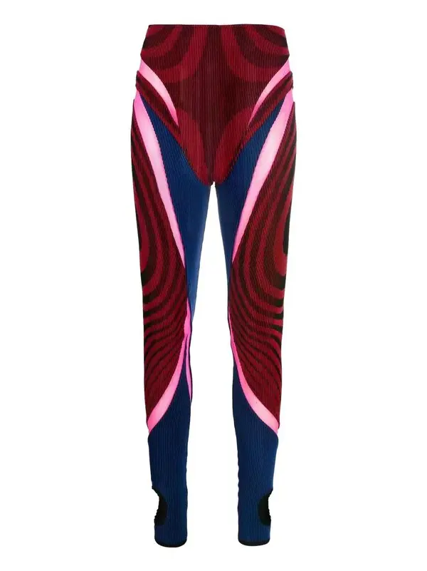 PAOLINA RUSSO Panelled Ribbed Leggings - Red