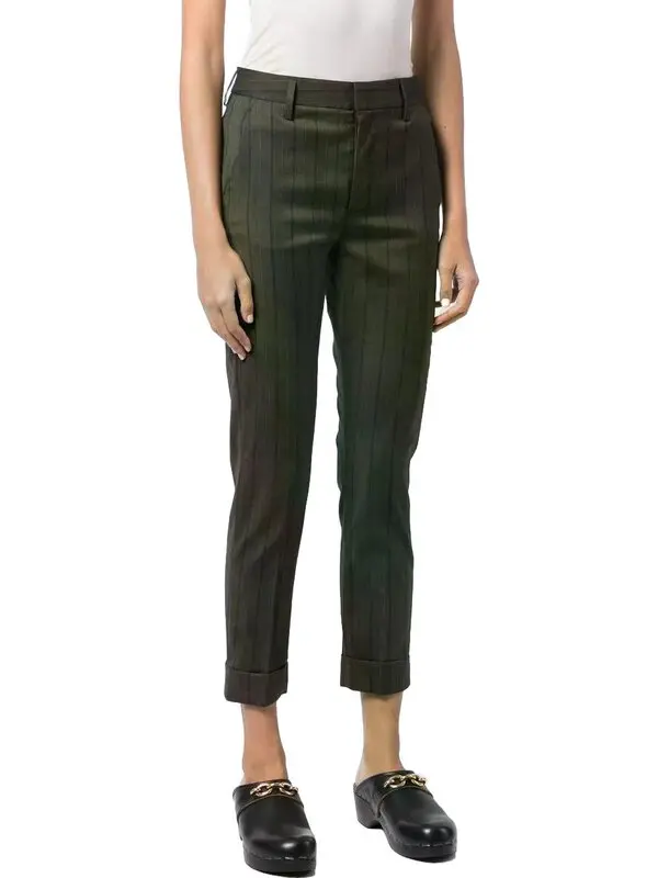 DONDUP Striped Cropped Trousers - Brown