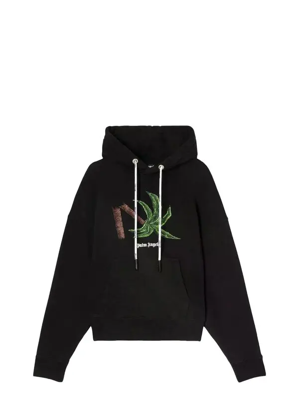 Palm Angels Broken Palm Printed Hoodie - Black