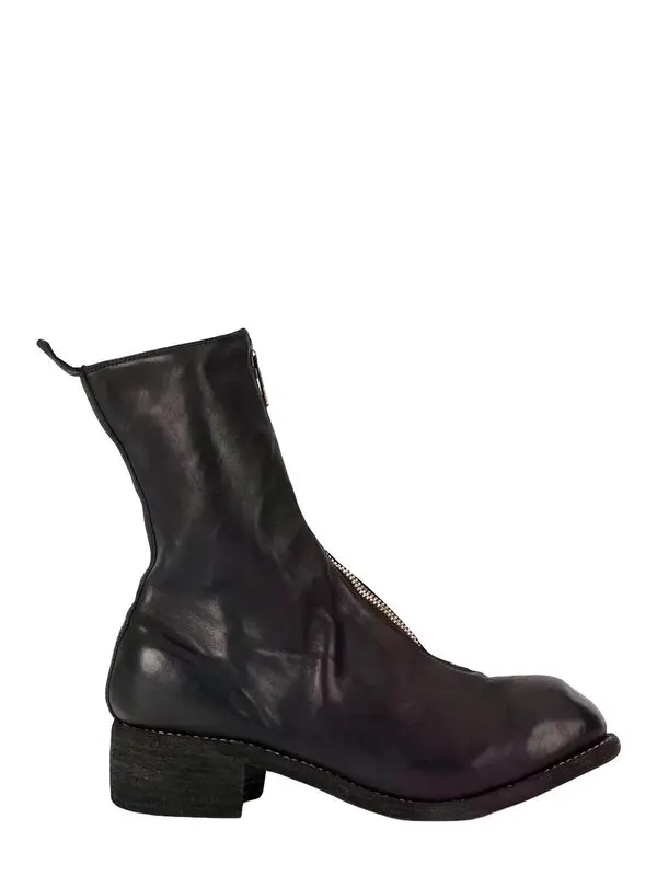Guidi Front Zip Ankle Boots - Black