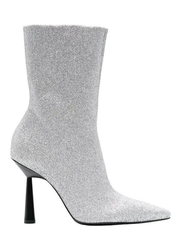 GIABORGHINI Rosie 100mm Glittered Ankle Boots - Silver