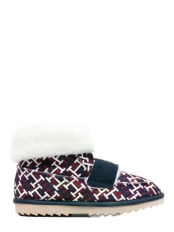 Tommy Hilfiger Monogram Fleece-trim Slippers - Red