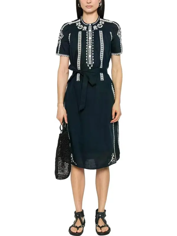 Zadig&Voltaire Rigy Midi Dress With Embroidered Motif - Blue