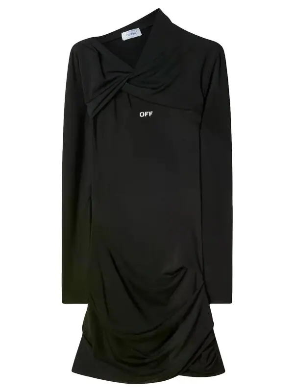 Off-White Off Stamp Twist-detail Mini Dress - Black