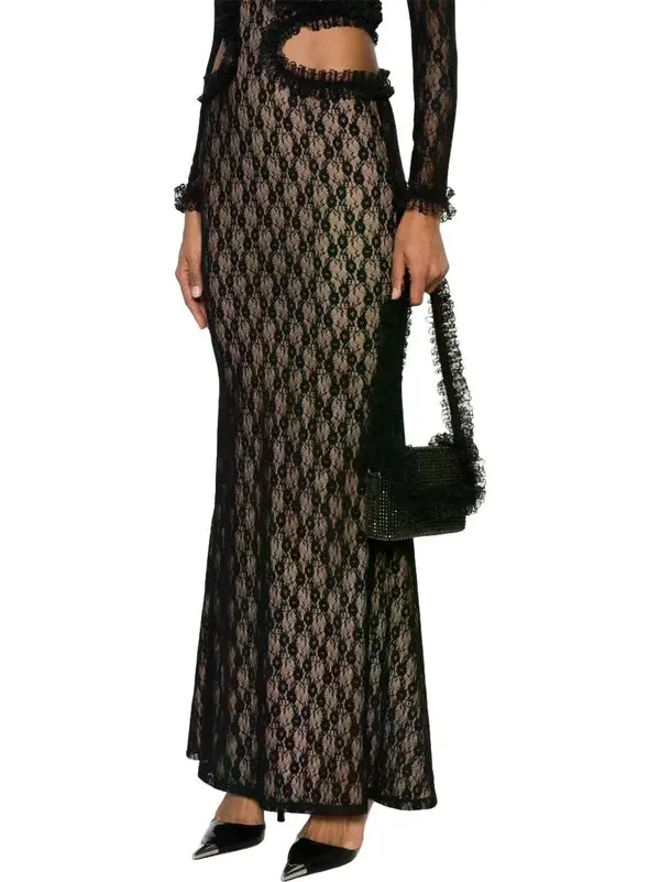 SELF-PORTRAIT Crystal-embellished Lace Shoulder Bag - Black