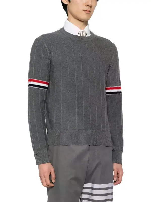 Thom Browne Rwb-stripe Long-sleeve Jumper - Grey