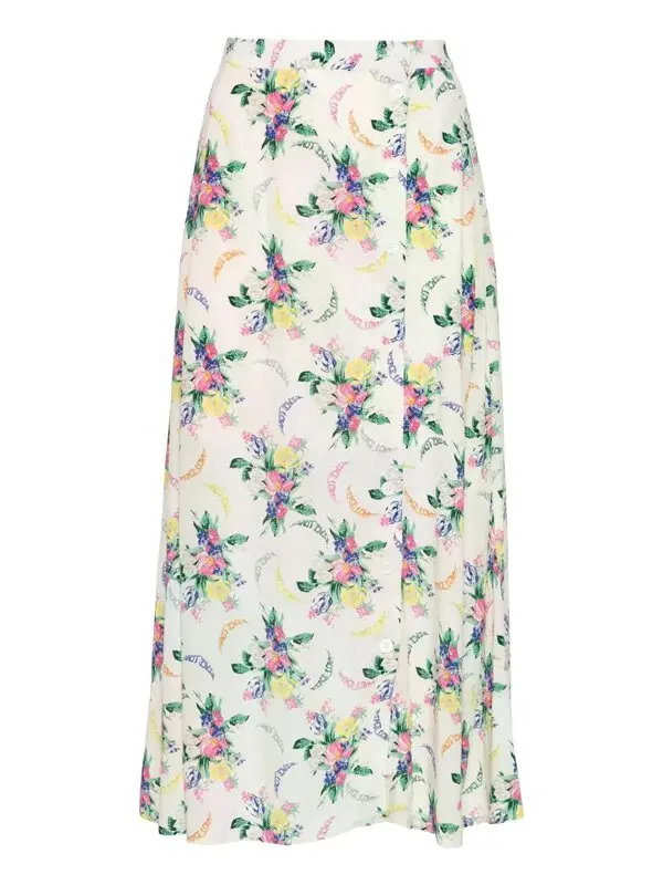 Zadig&Voltaire Floral Print Midi Skirt - Neutrals