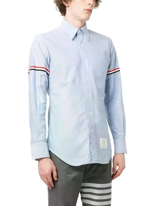 Thom Browne Rwb Stripe Cotton Shirt - Blue