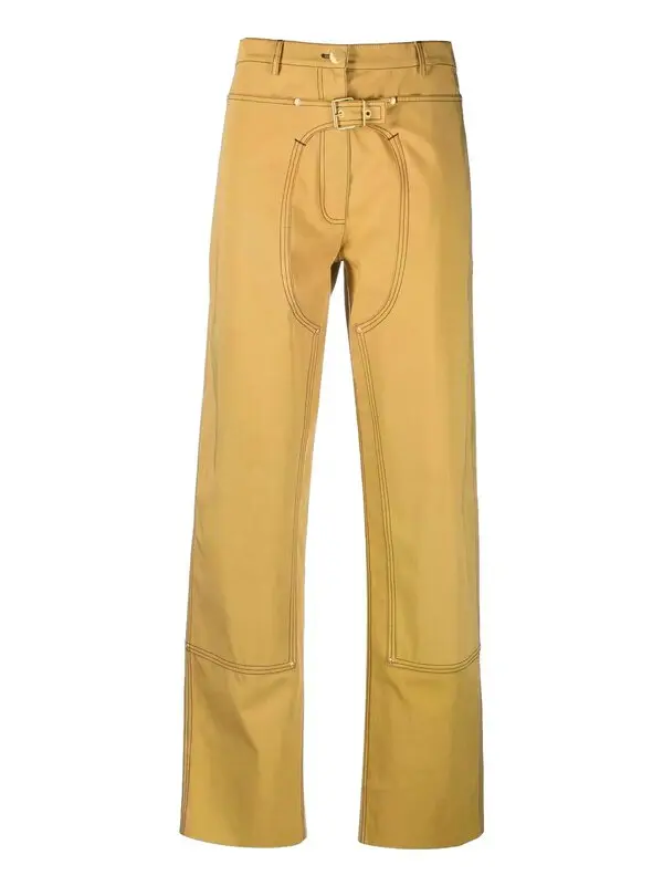 Stella McCartney Buckled Straight Leg Cotton Trousers - Yellow