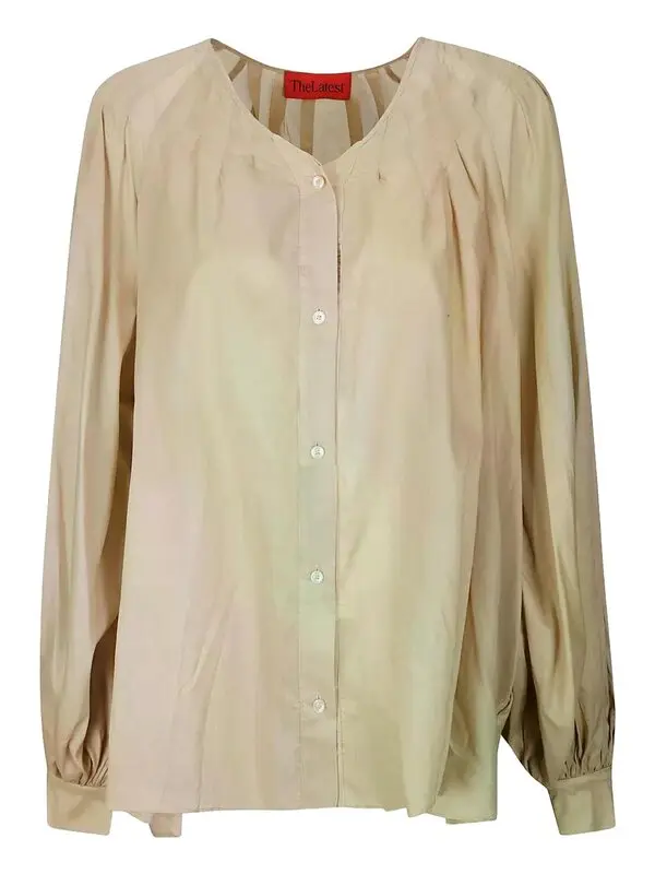 THELATEST Sand Beige V-neck Buttoned Shirt - Neutrals