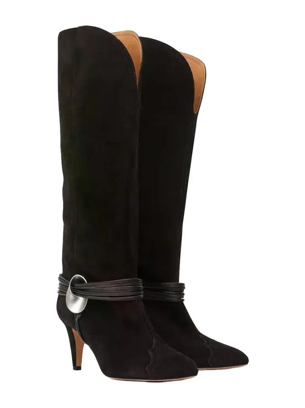 Isabel Marant Étoile Lestany Suede Calfskin Boots - Black