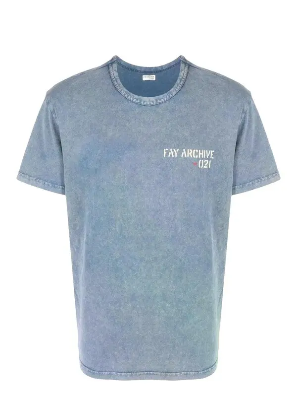 FAY Logo-print Short-sleeved T-shirt - Blue